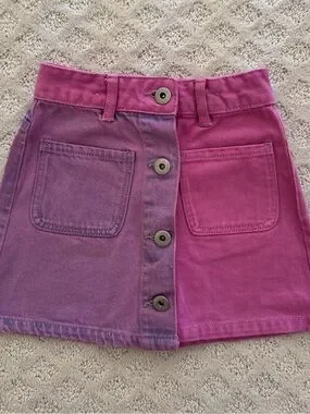 Bottoms | Twotone Pink Purple Buttonfront Skirt | Poshmark